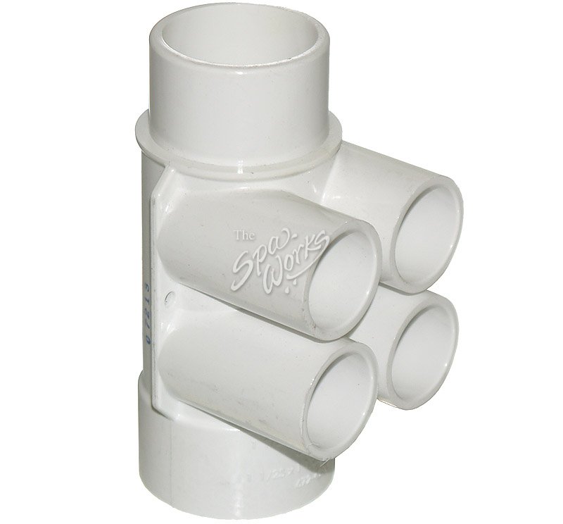 CALDERA SPA WATER MANIFOLD, 1.5 INCH SLIP X 1.5 INCH SPIG X ( 4 ) 3/4 ...